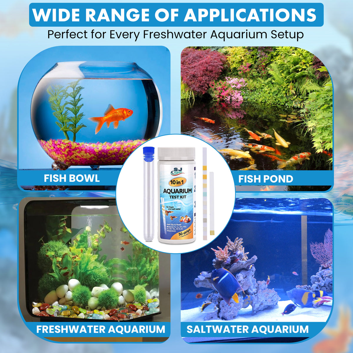 11 in 1 Aquarium Test Strips - Fish Tank Water Testing Kit with Ammoni ...